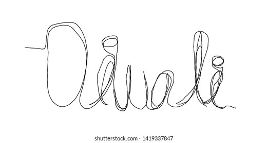 Calligraphy Design Single Line Drawing Isolated Stock Vector (Royalty ...