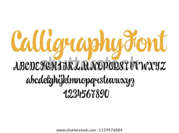 Vektor Stok Calligraphy Font Vector Hadwritten Alphabet (Tanpa Royalti ...