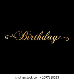 Calligraphy Gold Script Word Birthday Stock Vector (Royalty Free ...
