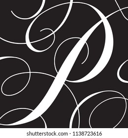 Calligraphy Initial Capital Letter P Stock Vector (Royalty Free ...