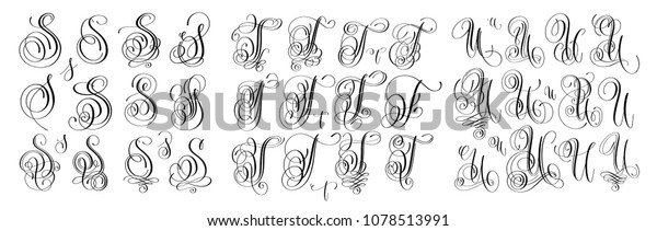 Calligraphy Letters Set S T U Stock Vector (Royalty Free) 1078513991 ...