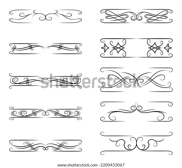 Calligraphy ornament line. Calligraphic text divider, border, separator ...