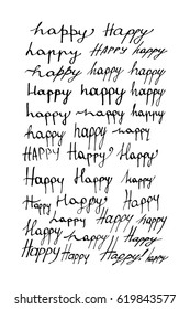 Calligraphy Set Word Happy Stock Vector (Royalty Free) 619843577 ...