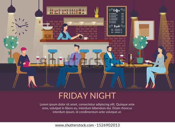 Calm Friday Night Poster Design Cartoon Stock Vector (Royalty Free ...