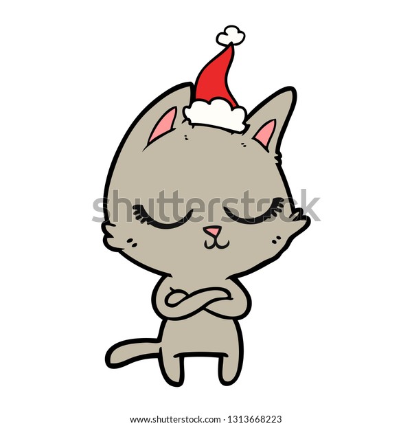 Calm Hand Drawn Line Drawing Cat Stock Vector (Royalty Free) 1313668223 ...
