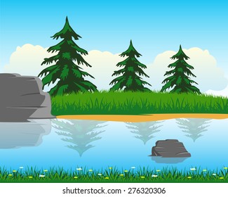 Calm River Clean Watervector Illustration 스톡 벡터(로열티 프리) 276320306 ...