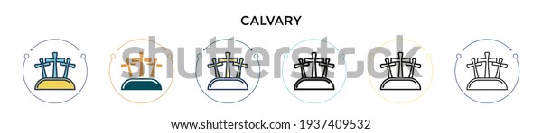Calvary Icon Filled Thin Line Outline Stock Vector (Royalty Free ...