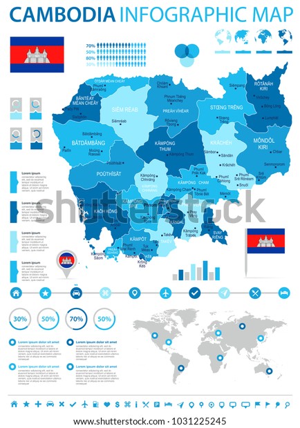 Cambodia Infographic Map Flag High Detailed Stock Vector (Royalty Free ...
