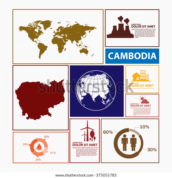 Cambodia Map Infographic Stock Vector (Royalty Free) 375055783 ...