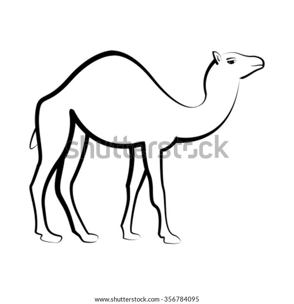 Camel Dromedary Simple Outline Stock Vector (Royalty Free) 356784095