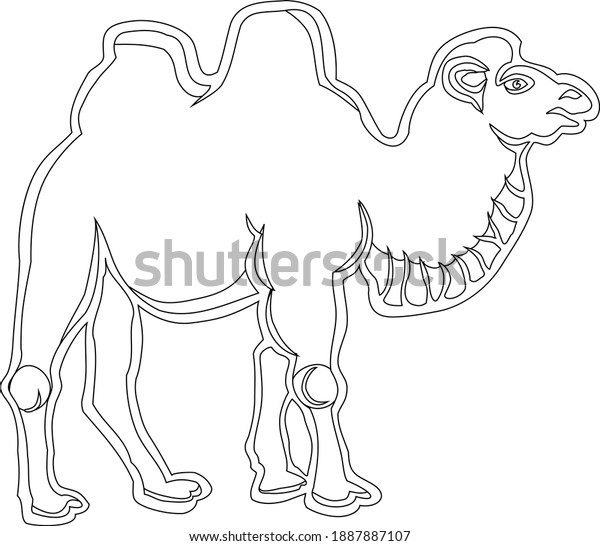 Camel Line Art Design Hand Drawing Stock Vector (Royalty Free ...