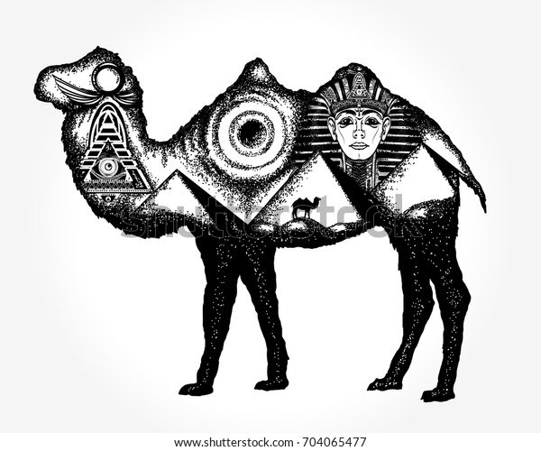 Camel Tattoo Art Ancient Egypt Pharaoh Stock Vector (Royalty Free ...
