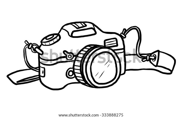 Camera Cartoon Vector Illustration Black White Stock Vector (Royalty ...