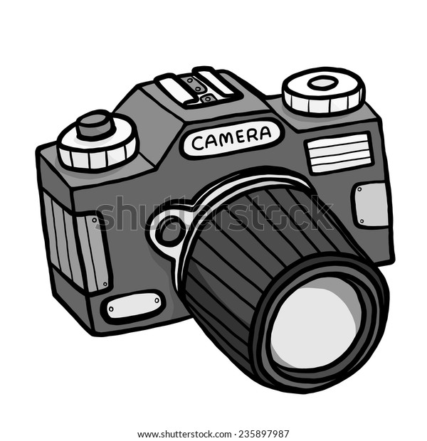 Camera Cartoon Vector Illustration Grayscale Hand Stock Vector (Royalty ...