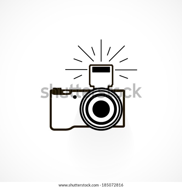 Camera Flash Icon Isolated On White Stock Vector (Royalty Free) 185072816