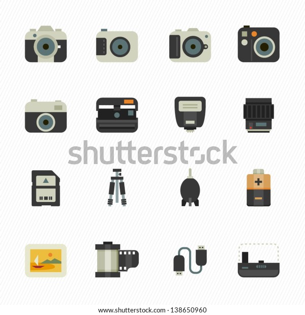 Camera Icons Camera Accessories Icons White 스톡 벡터(로열티 프리) 138650960 ...