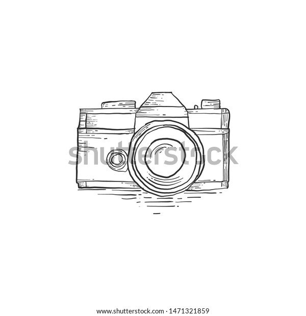 diseño de ilustración de cámara, dibujo a mano, ilustración de cámara