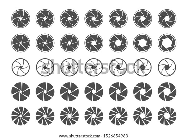 Camera Lens Diaphragm Icon Set Camera Stock Vector (Royalty Free ...