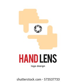 Camera Lens Hand Logo Icon Symbol: vector de stock (libre de regalías ...