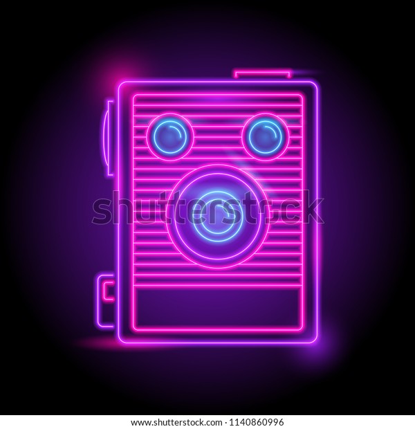 Camera Neon Logo Glow Dark Electric Stock Vector (Royalty Free ...
