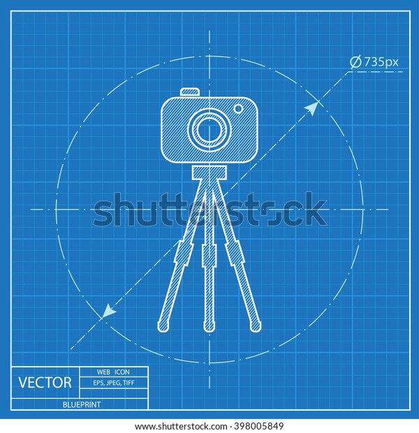 Camera On Tripod Blueprint Icon Stock Vector (Royalty Free) 398005849 ...