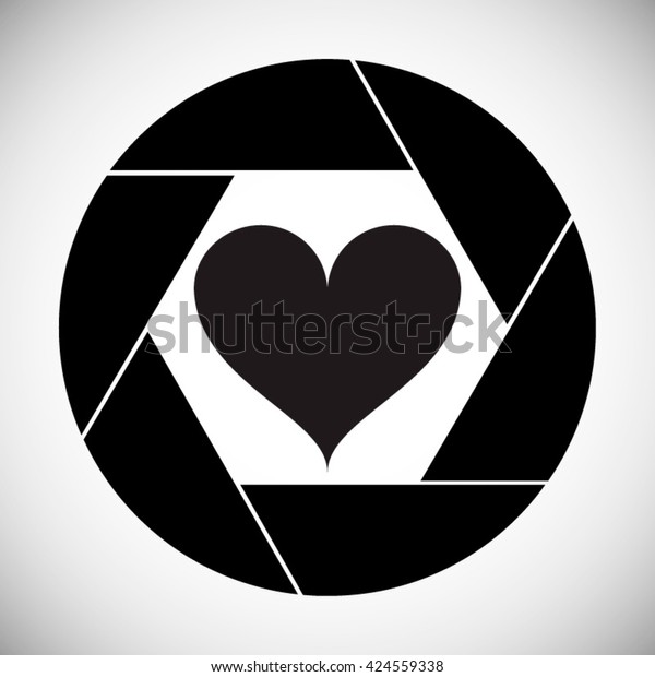 Camera Shutter Isolated Heart Inside Aperture Stock Vector (Royalty ...