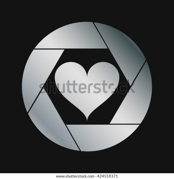 Camera Shutter Isolated Heart Inside Aperture Stock Vector (Royalty ...