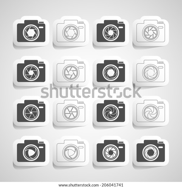 Camera Shutter Sticker Icon Set Vector Stock Vector (Royalty Free ...