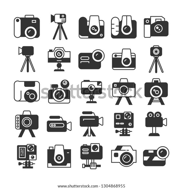 Camera Video Recorder Icons Set: vector de stock (libre de regalías ...