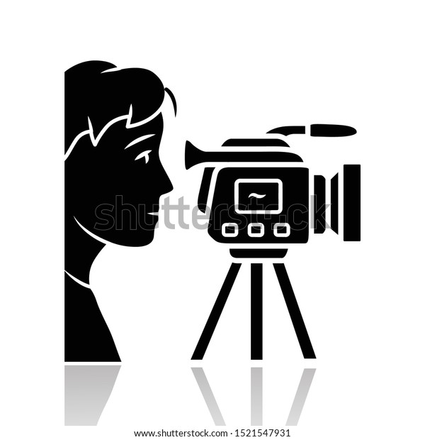 Cameraman Drop Shadow Black Glyph Icon Stock Vector (Royalty Free ...