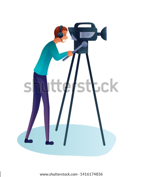 Cameraman Flat Cartoon Vector Illustration Operator Stock Vector ...