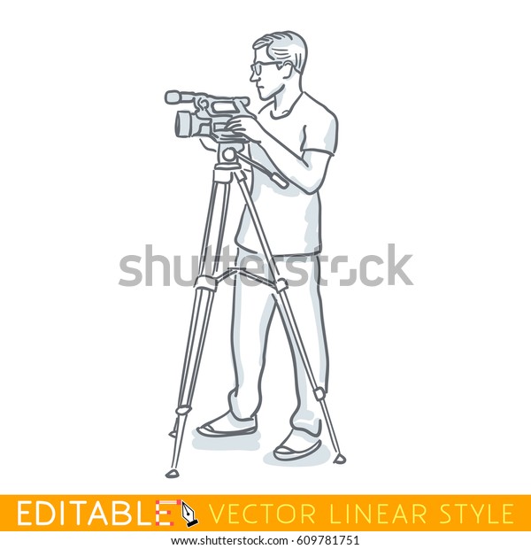 Cameraman Video Operator Hand Drawn Sketch Stock Vector (Royalty Free ...