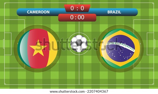 Cameroon Vs Brazil Scoreboard Template Soccer Stock Vector (Royalty ...