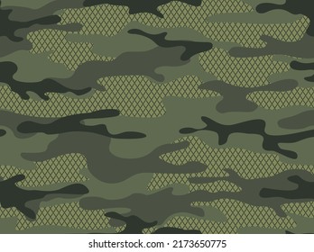 Camouflage Seamless Pattern Grid Military Endless Stock Vector (Royalty ...