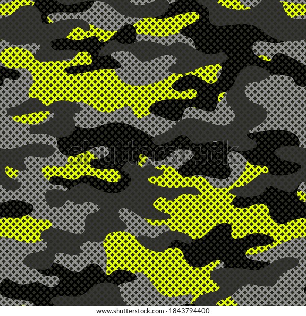 Camouflage Texture Seamless Pattern Grid Abstract Stock Vector (Royalty ...
