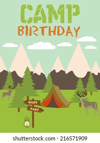 Camp Birthday Invitation Stock Vector (Royalty Free) 216571909 ...