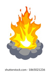 Camp Fire Flame Stone Circle Isolated Stock Vector (Royalty Free ...