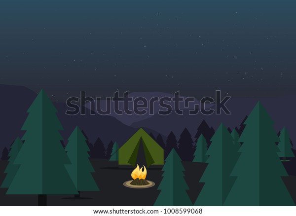 Camp Landscape Vector Illustration Forest Landscape Stock Vector ...