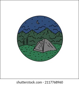Camp Outdoor Monoline Art Stock Vector (Royalty Free) 2117768960 ...