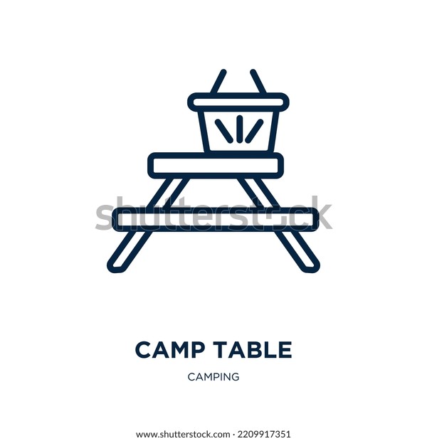 Camp Table Icon Camping Collection Thin Stock Vector (Royalty Free ...