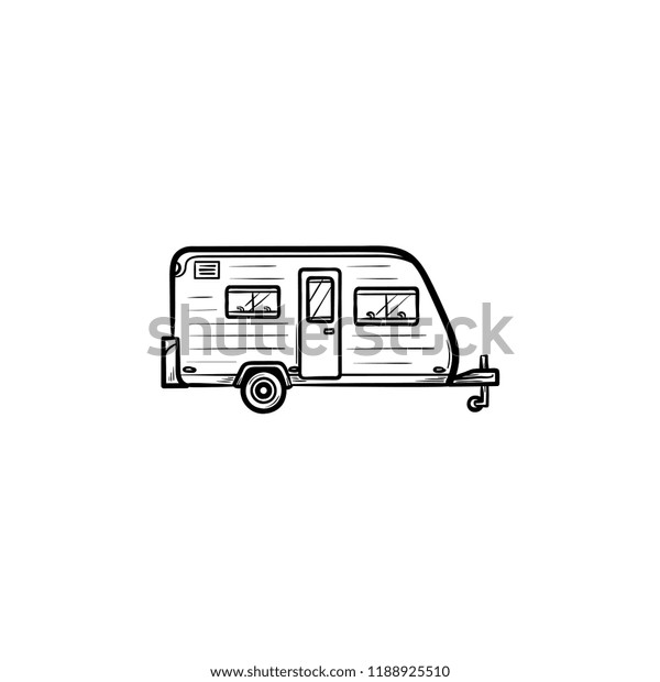 Camper Hand Drawn Outline Doodle Icon Stock Vector (Royalty Free ...