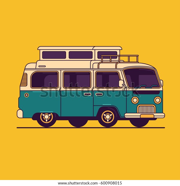 Camper Van Vector Line Illustration Stock Vector (Royalty Free ...