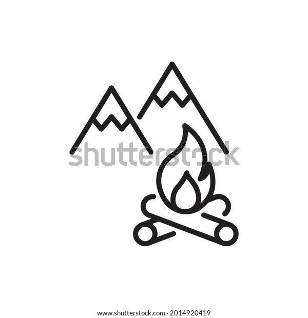 Campfire Cooking Vector Outline Icons Style Stock Vector (Royalty Free ...