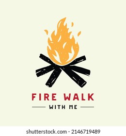 Campfire Fire Walk Illustration Design Stock Vector (Royalty Free ...