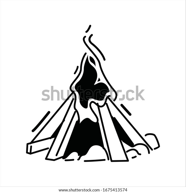 Campfire Simple Line Art Style Stock Vector (Royalty Free) 1675413574