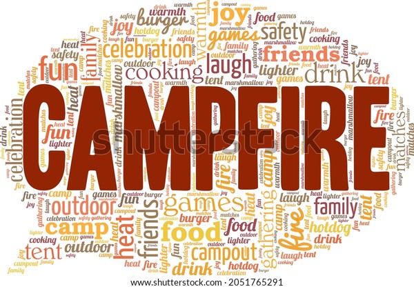 Campfire Vector Illustration Word Cloud Isolated Stock Vector (Royalty ...