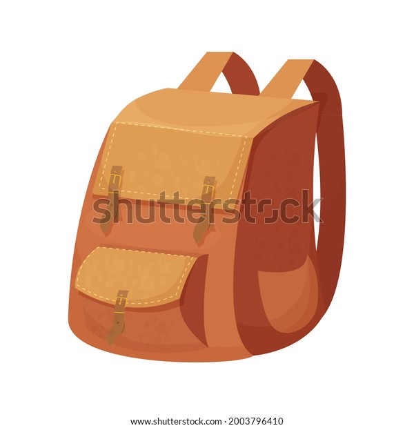 Camping Backpack Knapsack Cartoon Style Isolated Stock Vector (Royalty ...
