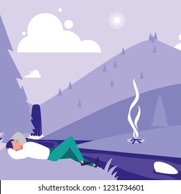 Camping Man Design Stock Vector (Royalty Free) 1231734601 | Shutterstock