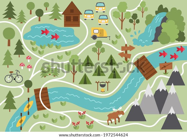 Camping Map Summer Camp Background Vector Arkivvektor (royaltyfri ...