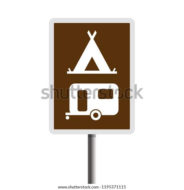 Camping Road Sign Brown Stock Vector (Royalty Free) 1195371115